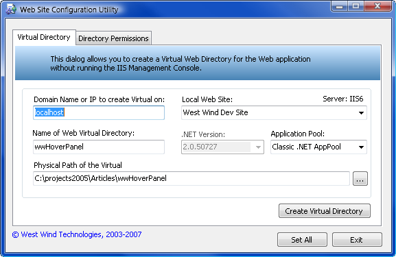 Web Site Configuration Utility
