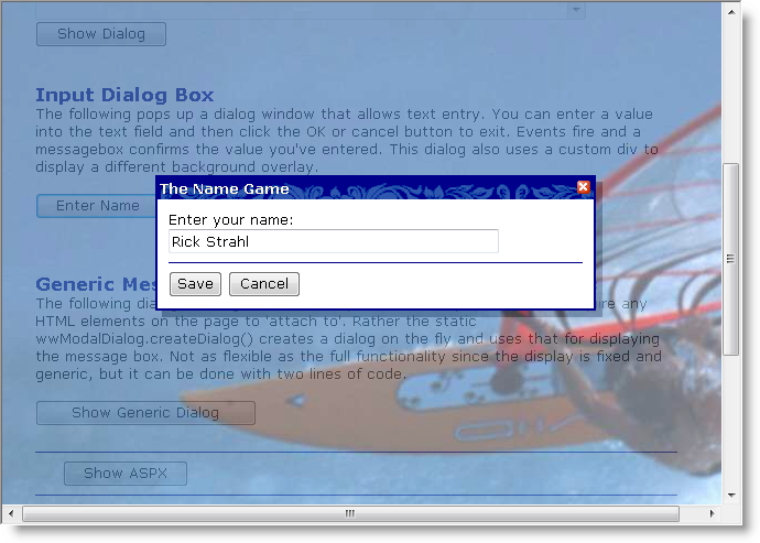 Creating Modal Dialogs for Client and Server Operation