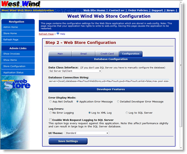 Step 2 - Web Store Configuration - West Wind Web Store .NET