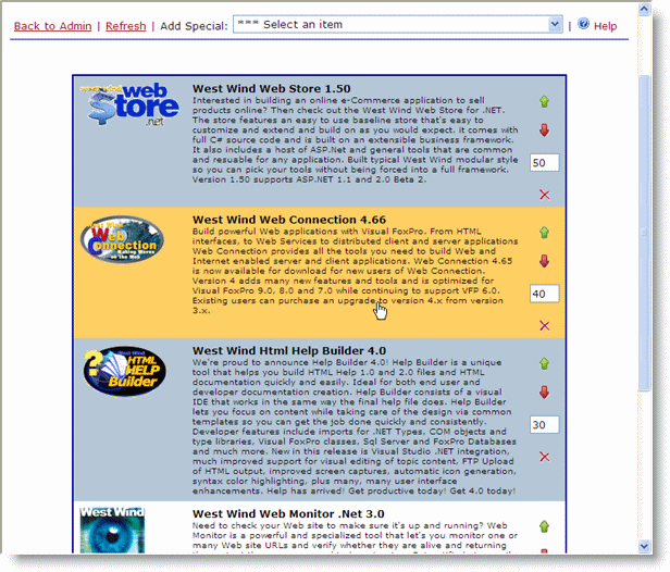 Specials Manager - West Wind Web Store .NET
