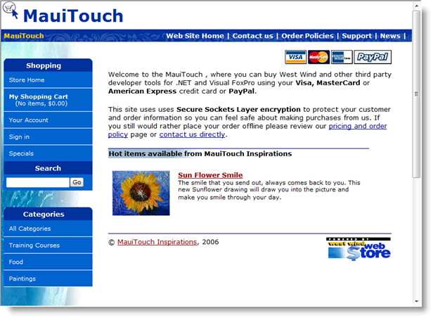 Step 5 - Check out the Web Store - West Wind Web Store .NET