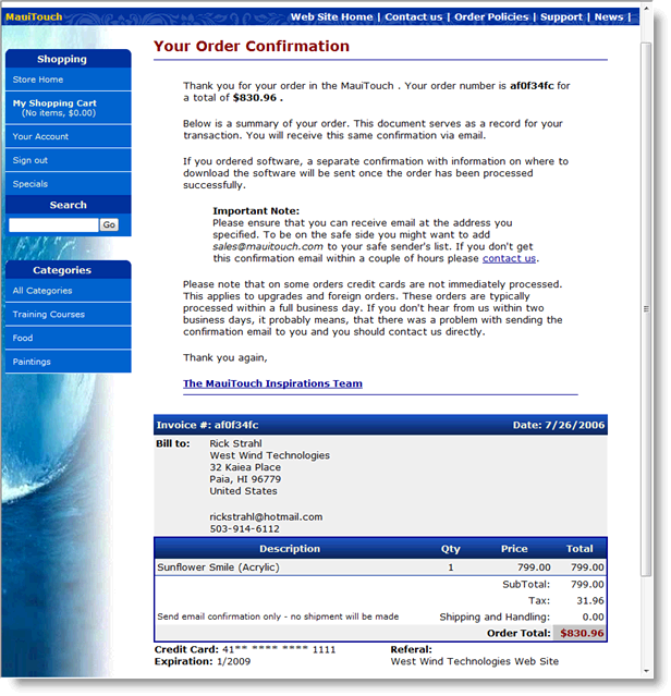 Step 5 - Check out the Web Store - West Wind Web Store .NET