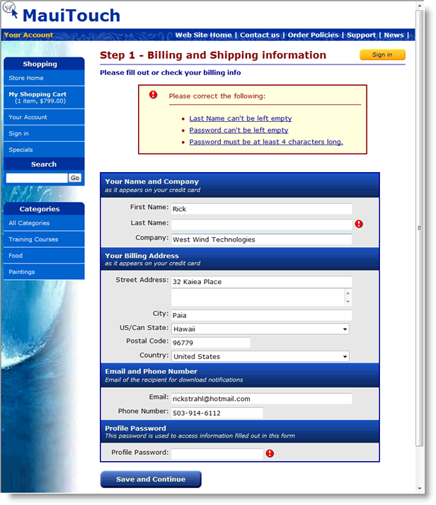 Step 5 - Check out the Web Store - West Wind Web Store .NET