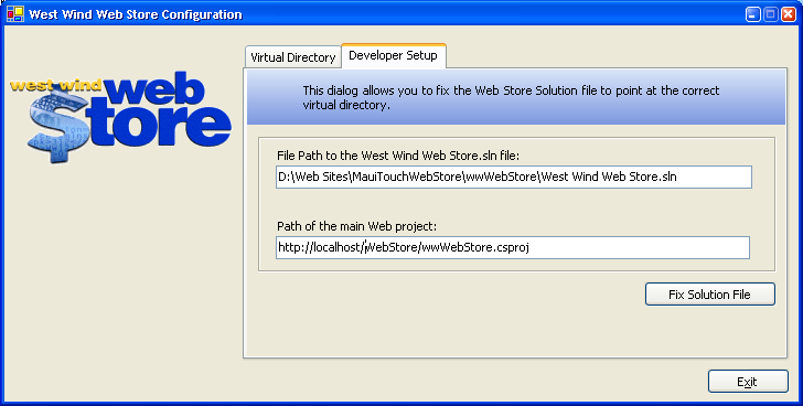 Opening the West Wind Web Store Solution - West Wind Web Store .NET